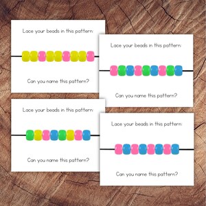 Spring Pony Bead Lacing Task Cards, Preschool Pattern Recognition - Etsy
