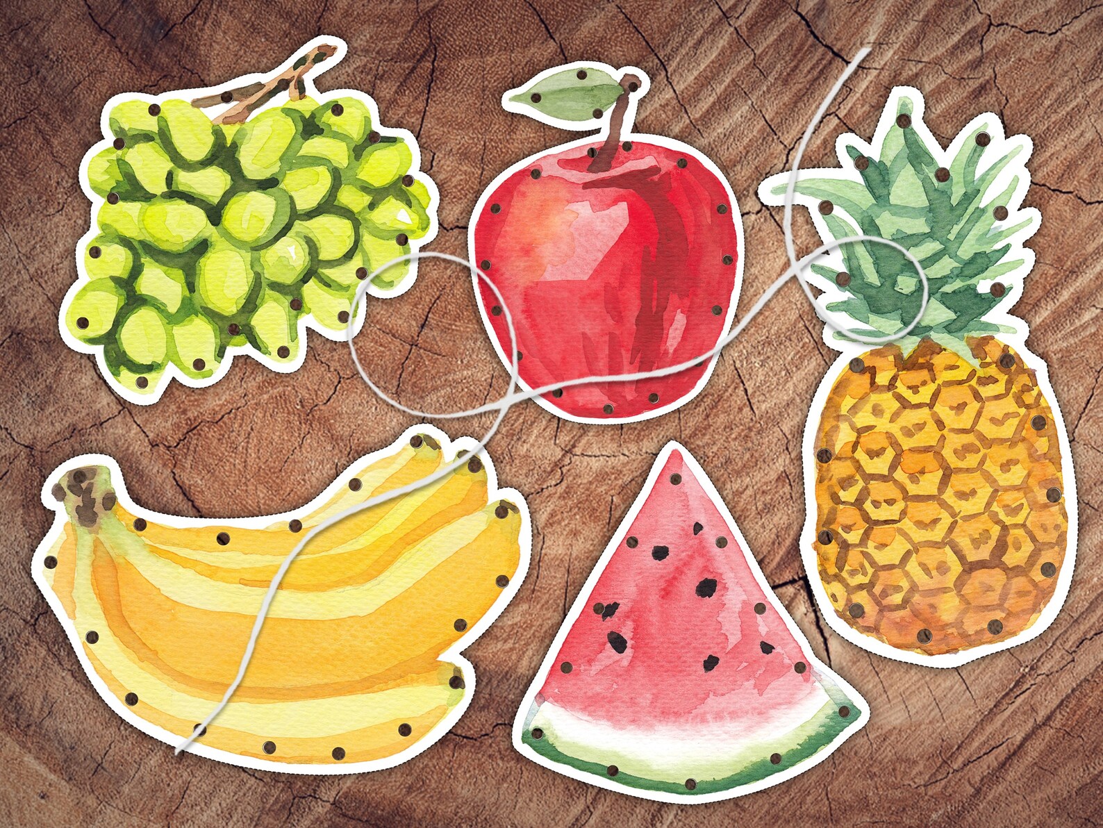 Fresh Fruit Lacing Card Set Large Format Preschool Fine - Etsy
