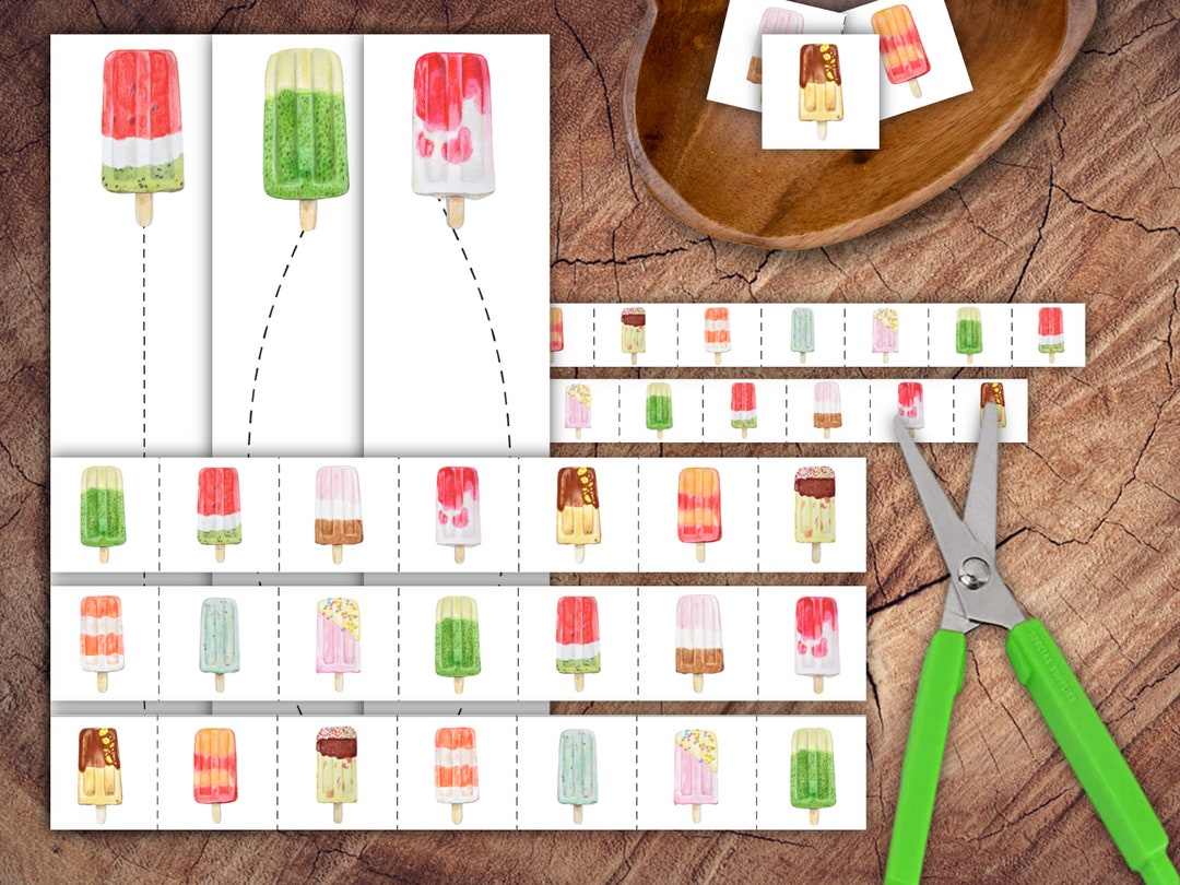 Summer Popsicles Scissor Strips Set, Preschool Scissor Practice - Etsy