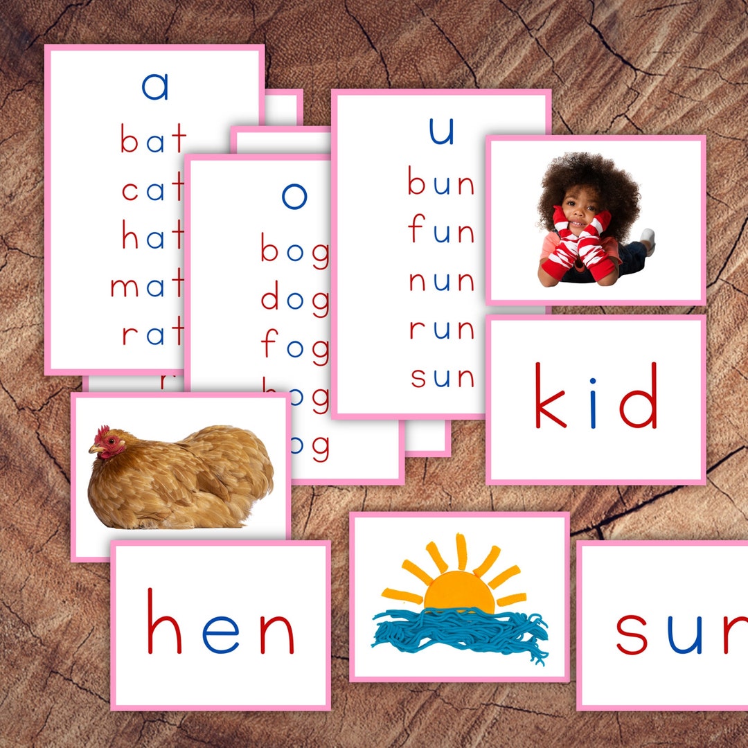 Montessori Pink Series Language Cards, Learn to Read CVC Words - Etsy