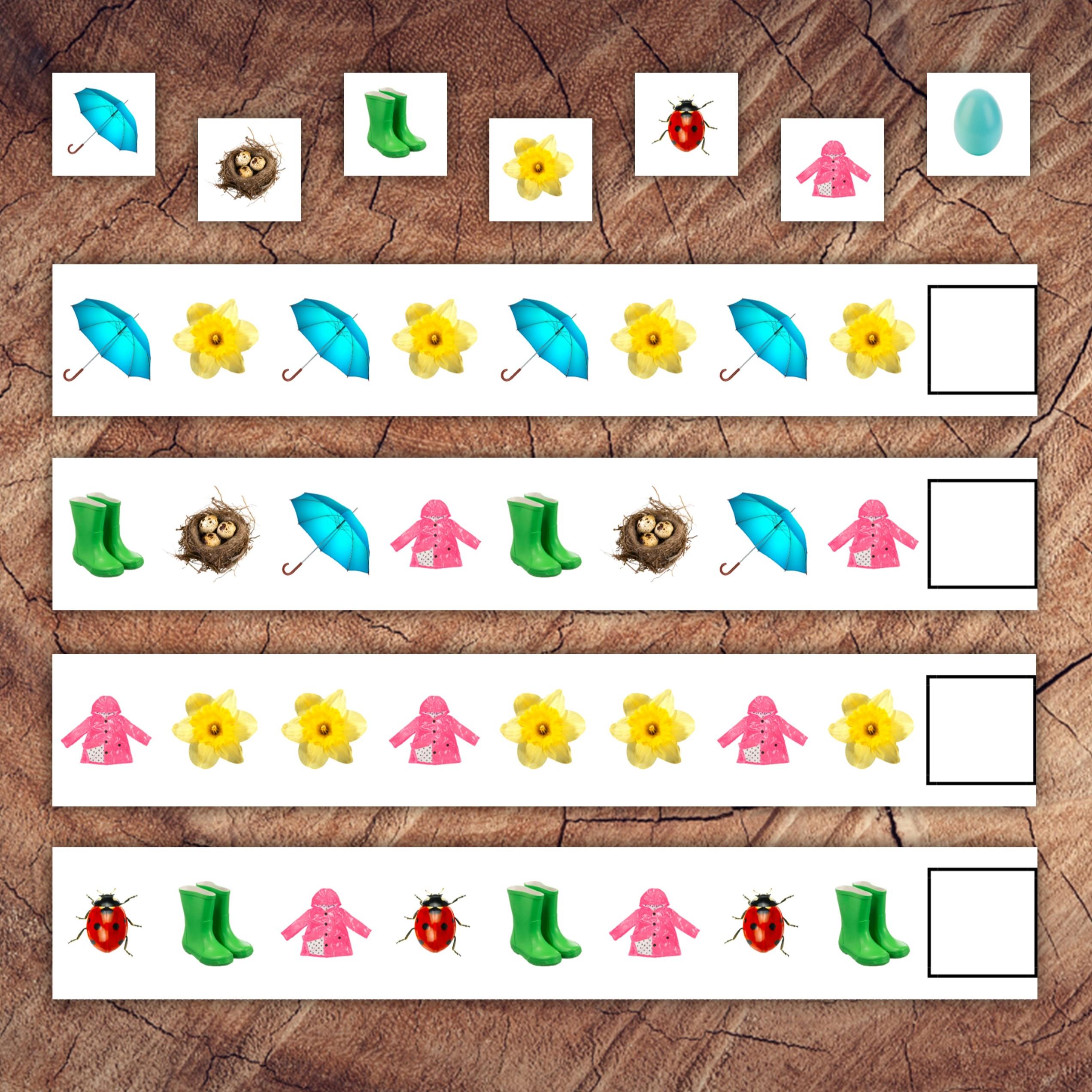 Spring Pattern Strips, Preschool Pattern Recognition - Etsy