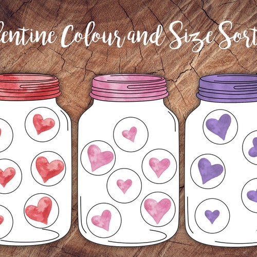 Valentine Hearts Colour and Size Sorting Toddler Preschool - Etsy