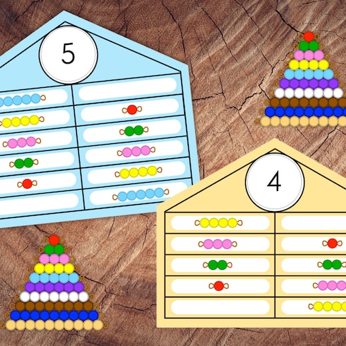 Montessori Bead Houses Preschool Math Activity | Etsy