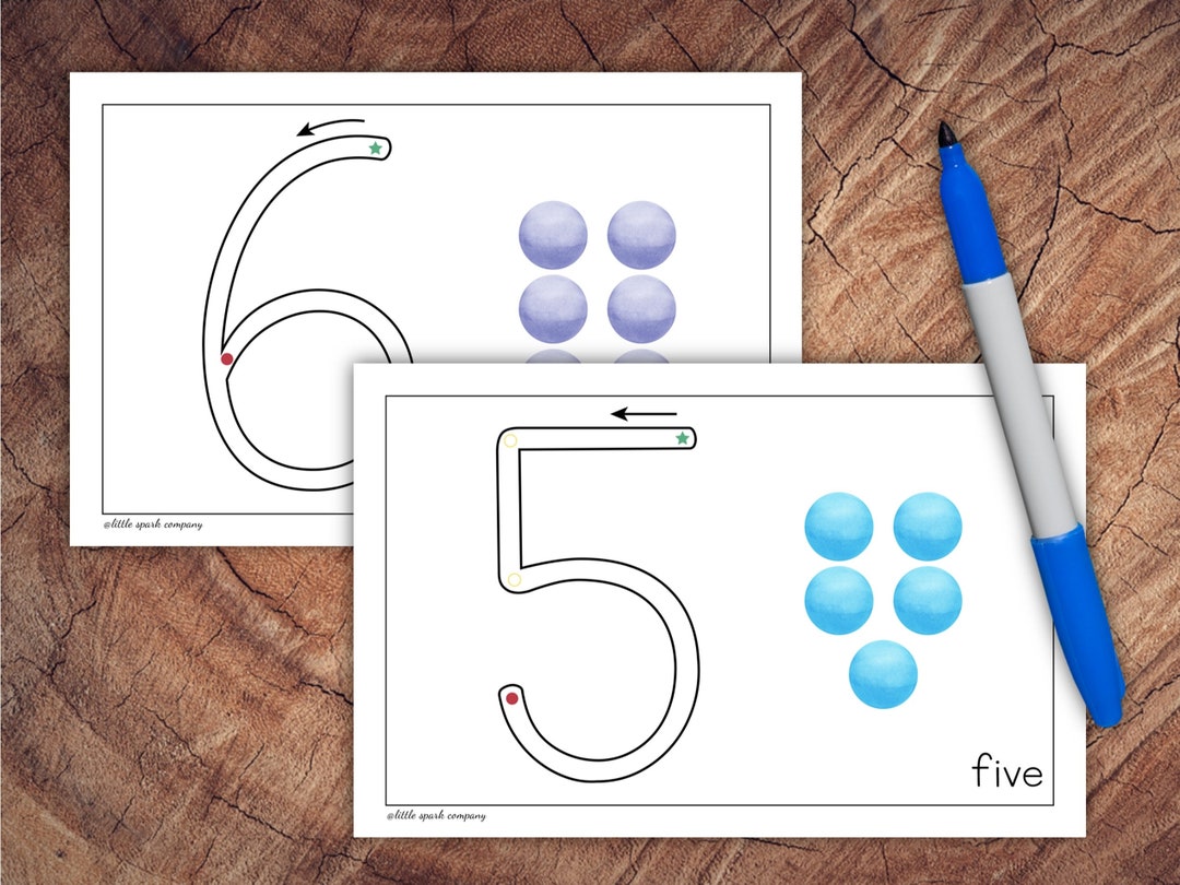 Number Printing Primer Cards, Learn to Print, Preschool Letter ...