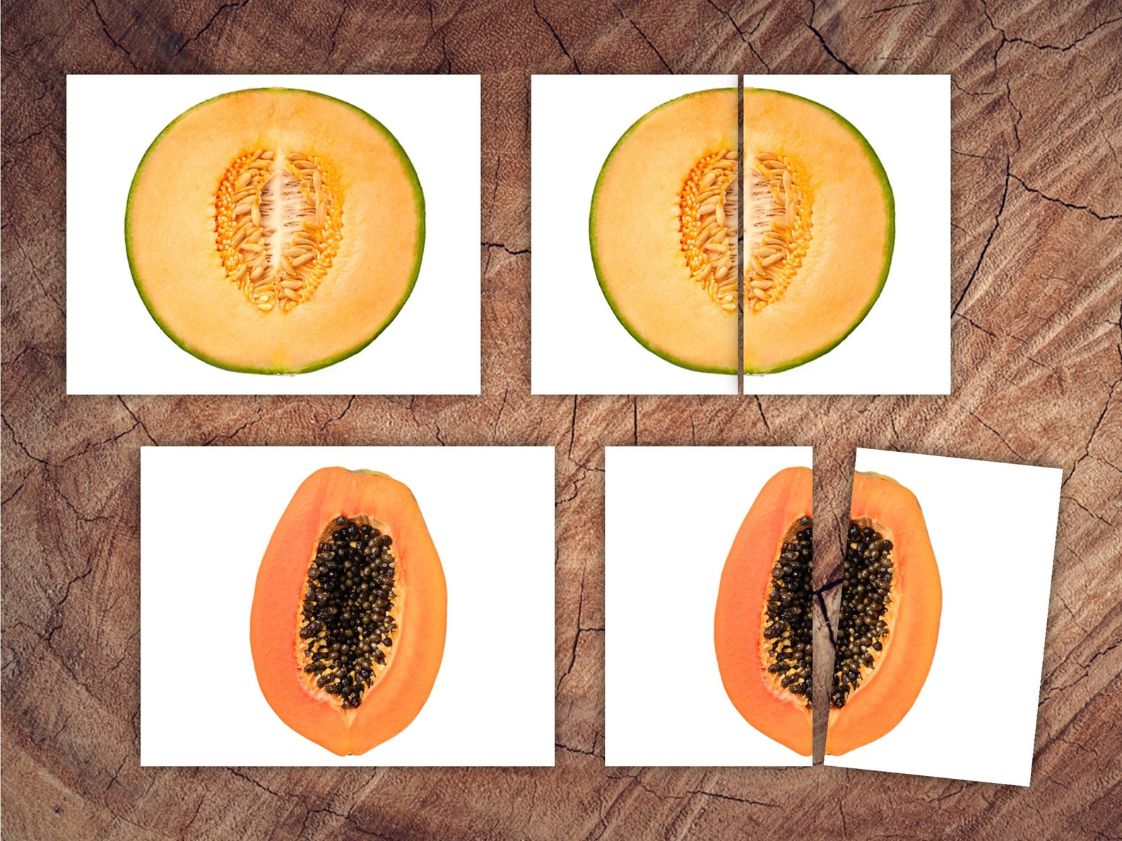 Fruit Slices Symmetry Puzzles Matching Cards Toddler - Etsy
