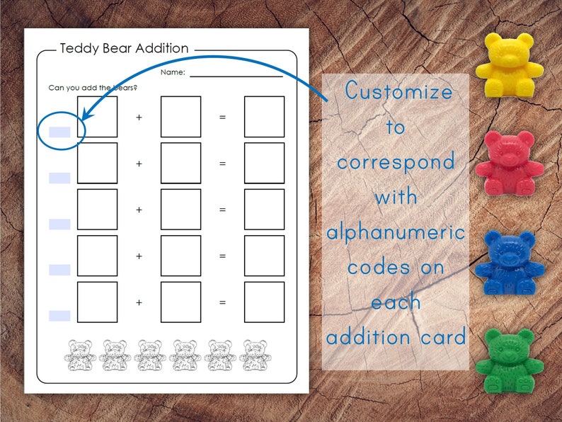 Teddy Bear Addition Cards for Sums 1-10 Preschool Addition | Etsy