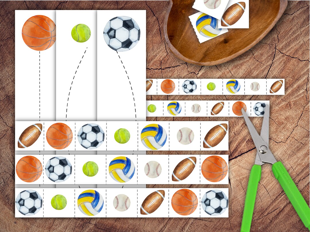 Balls Scissor Strips Set, Preschool Scissor Practice - Etsy
