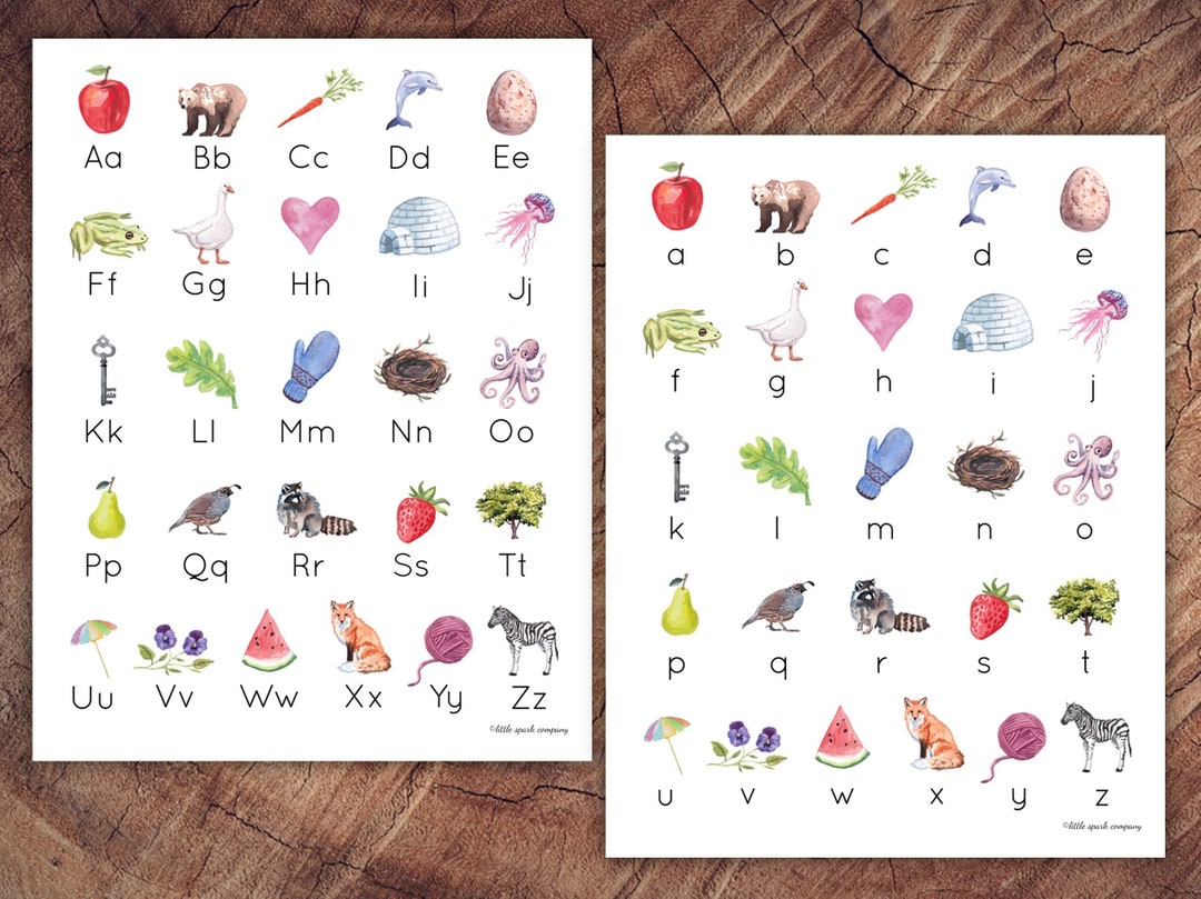 Preschool Alphabet Poster Set, Print and Cursive - Etsy