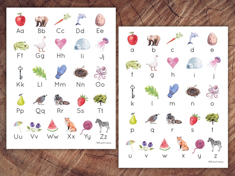 Preschool Alphabet Poster Set Print and Cursive - Etsy