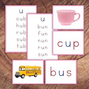 Montessori Pink Series Language Cards, Learn to Read CVC Words - Etsy