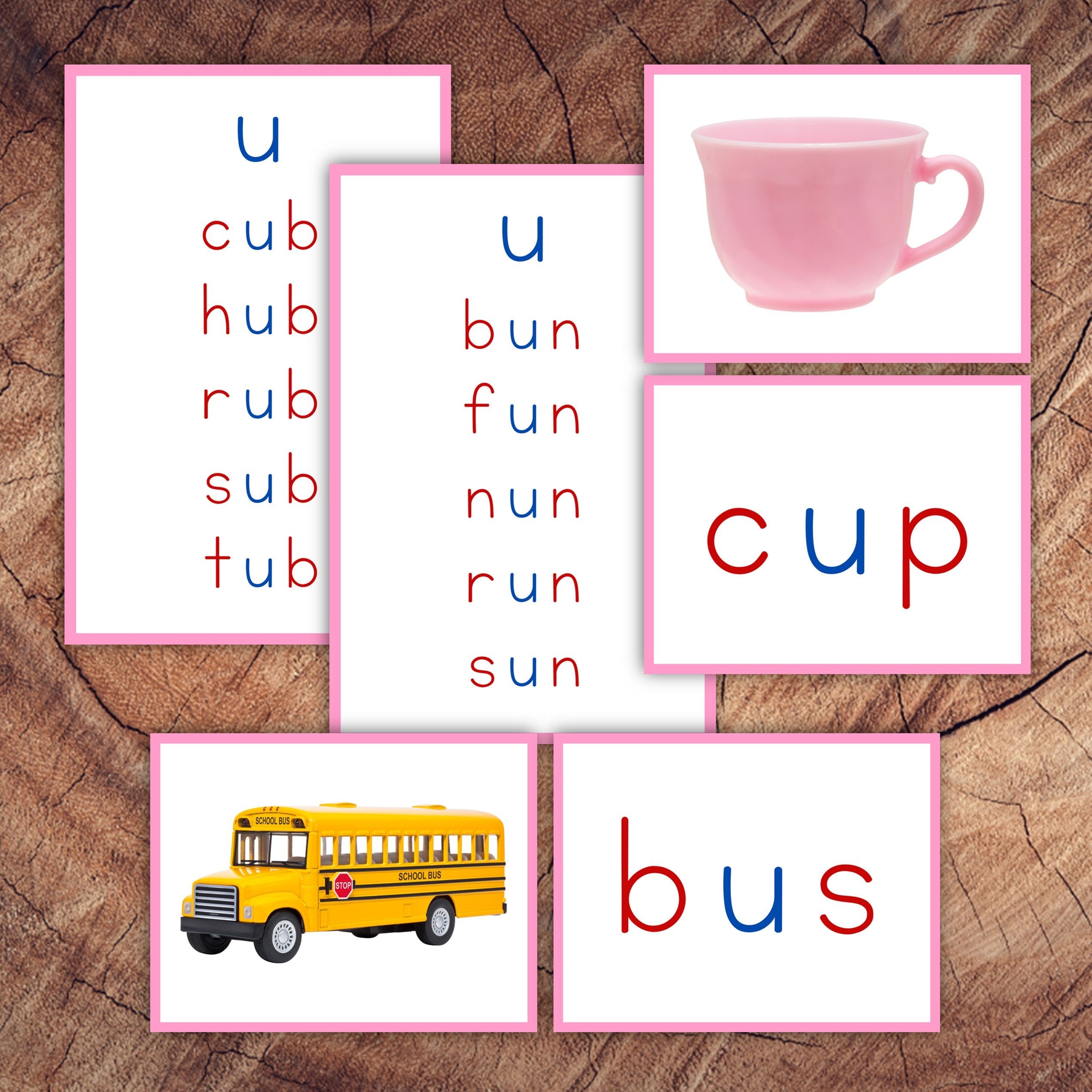 Montessori Pink Series Language Cards, Learn to Read CVC Words - Etsy
