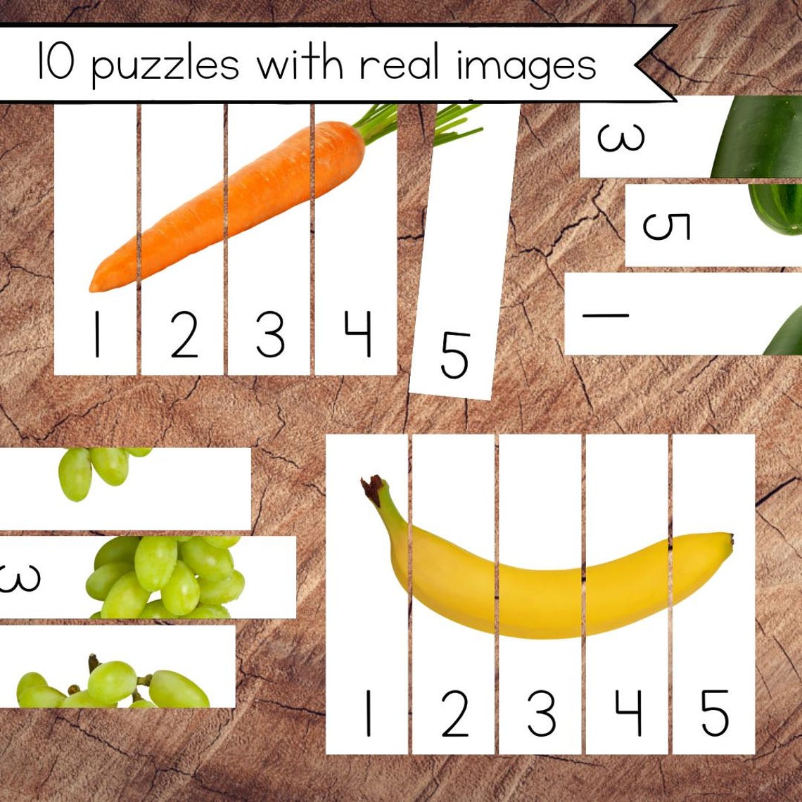 Fruits and Vegetables Number Puzzles 1-5, Number Recognition, Order - Etsy