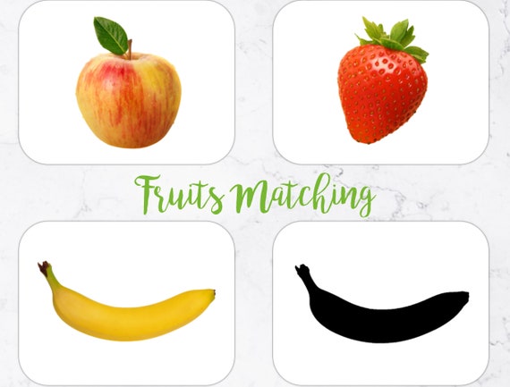Fruits Picture Matching Cards Silhouette Matching Toddler | Etsy