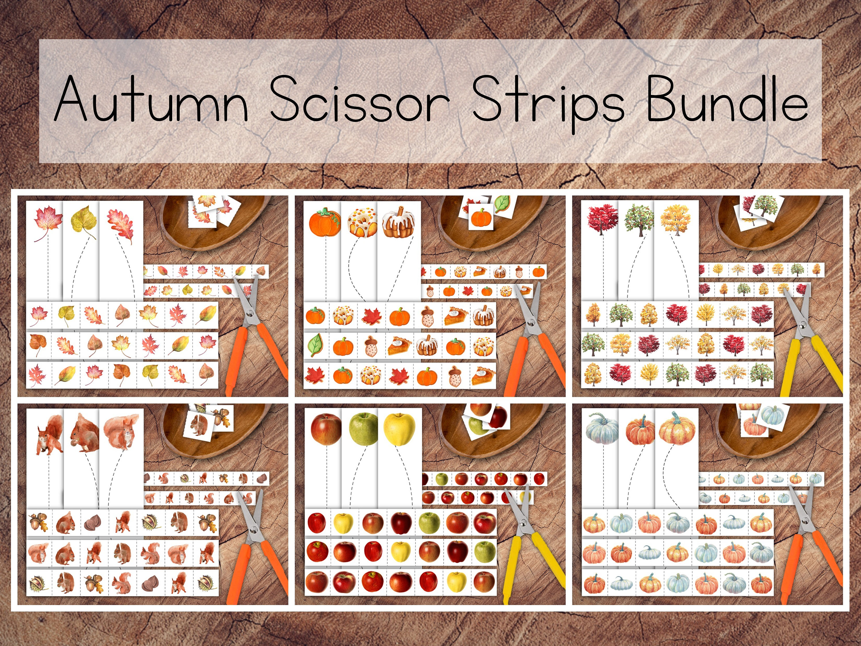 Autumn Scissor Strips Bundle, Cutting Strips, Preschool Scissor ...