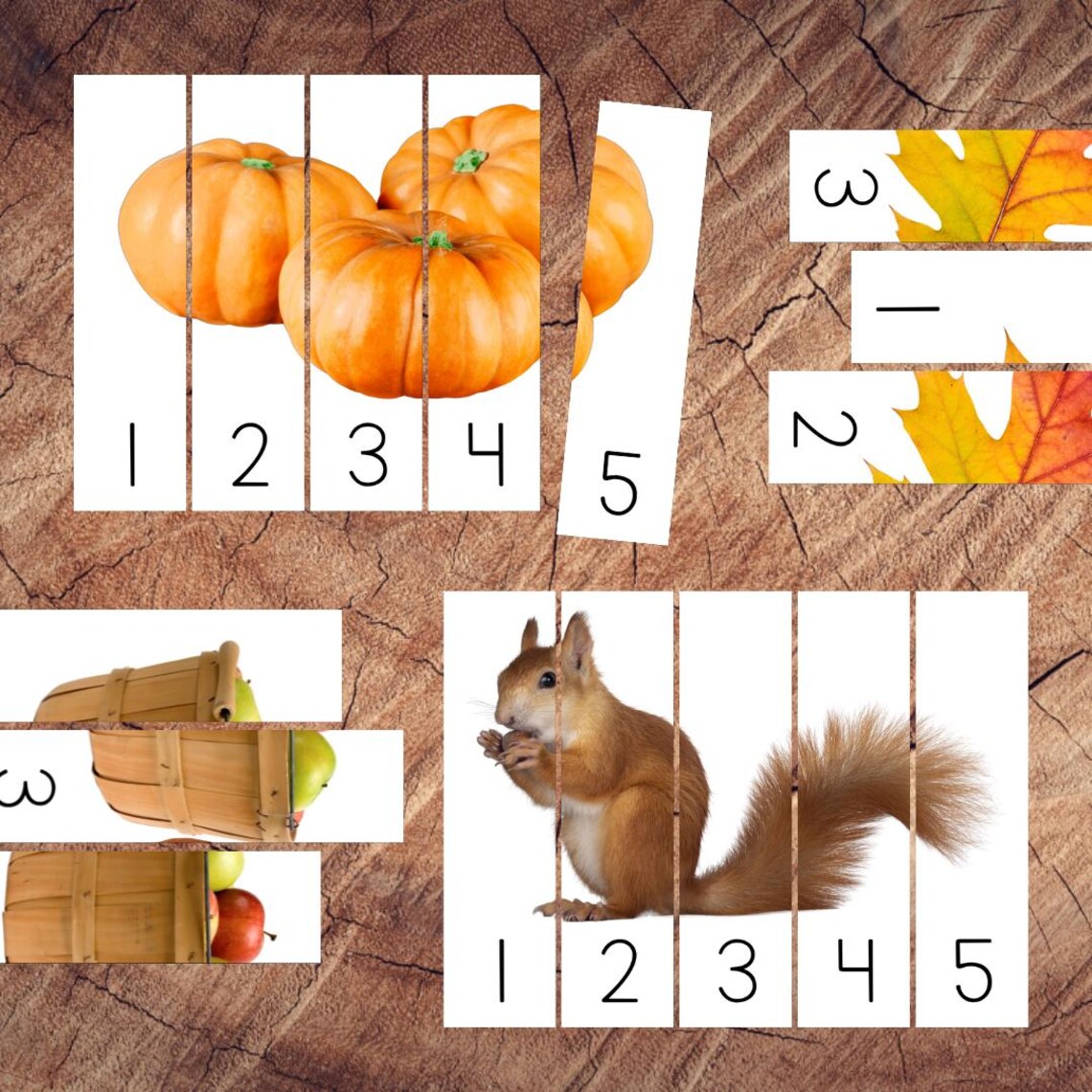 Autumn Number Puzzles 1-5, Toddler Preschool Activity - Etsy