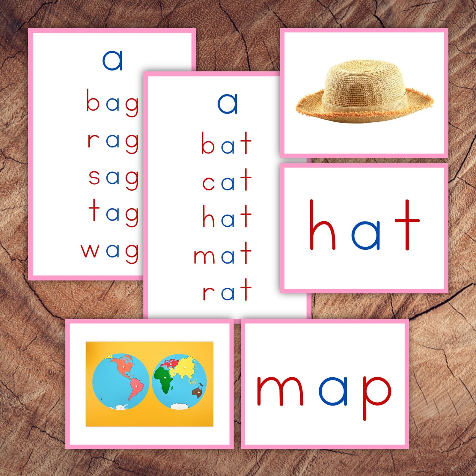 Montessori Pink Series Language Cards, Learn to Read CVC Words - Etsy