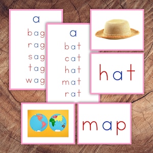 Montessori Pink Series Language Cards, Learn to Read CVC Words - Etsy