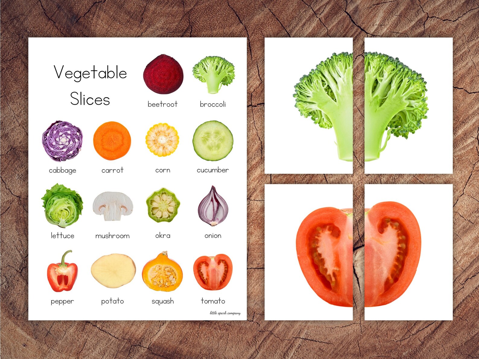 Veggetable Slices Symmetry Puzzles Matching Cards Toddler - Etsy