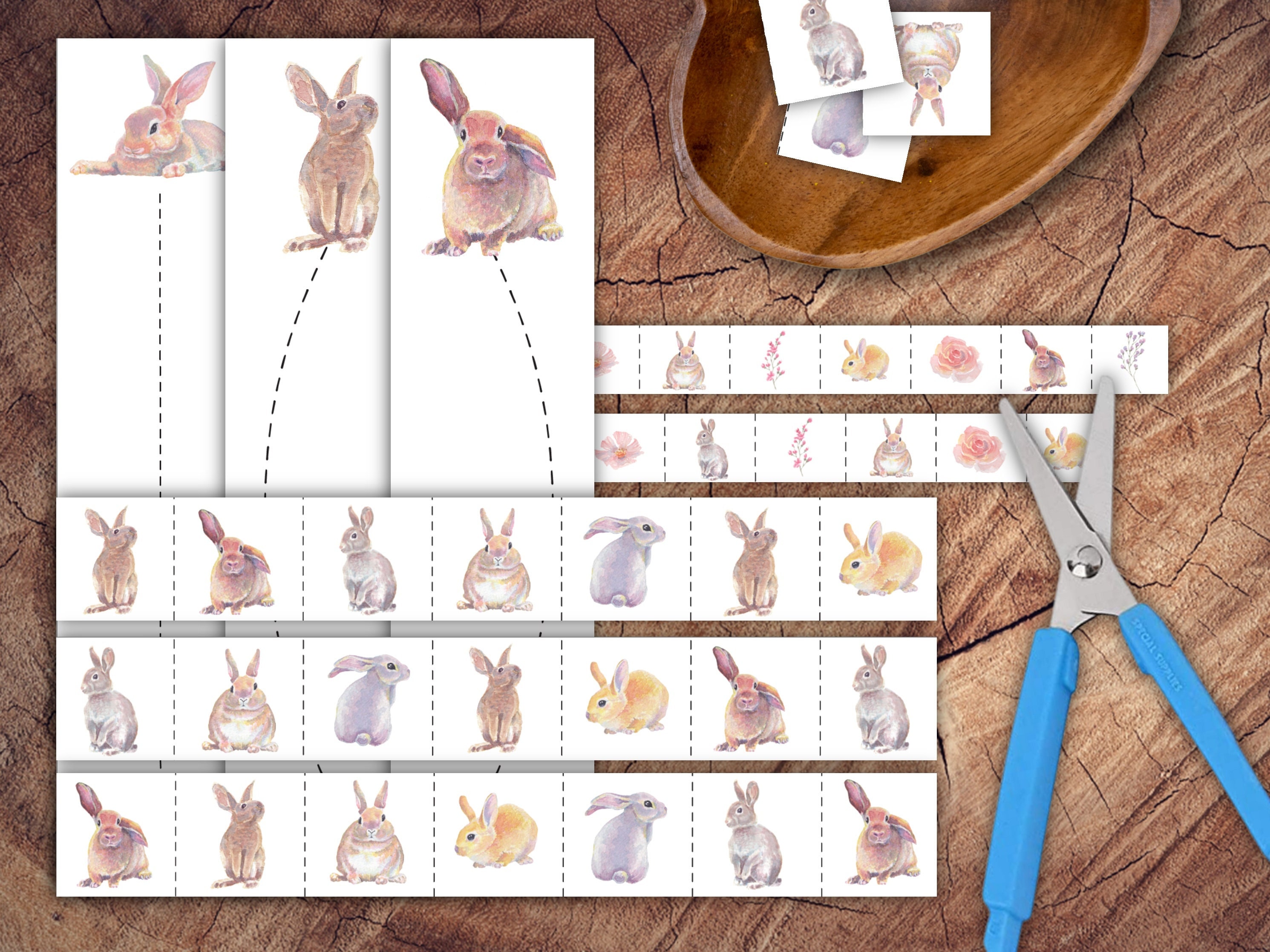 Bunnies Scissor Strips Set, Preschool Scissor Practice - Etsy