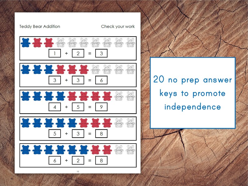 Teddy Bear Count, Colour and Add Worksheet Set, Sums 1-10, Preschool ...