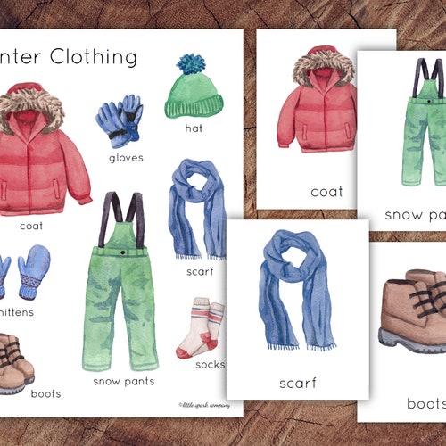 Winter Clothing Poster and 3-part Card Set 3 Font Options - Etsy