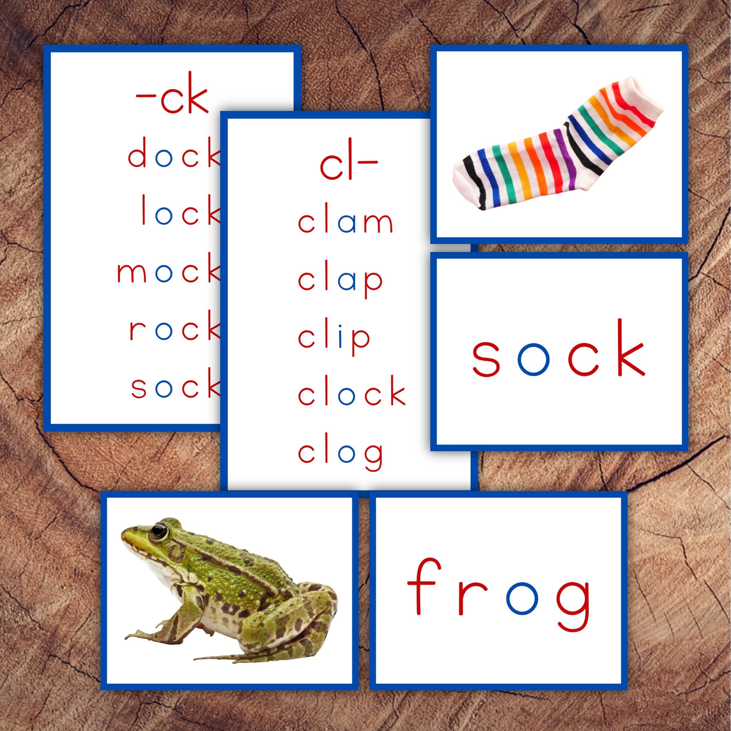 Montessori Blue Series Language Cards, Learn to Read Consonant Blends ...
