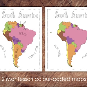 South America Montessori Puzzle Map Control Sheets - DIGITAL DOWNLOAD ...