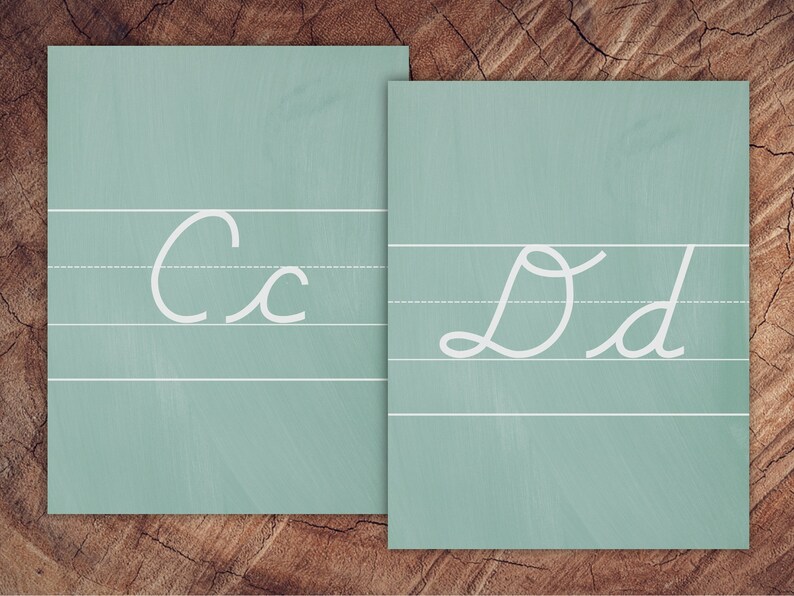 Chalkboard Inspired Alphabet Poster Set Cursive Version With | Etsy