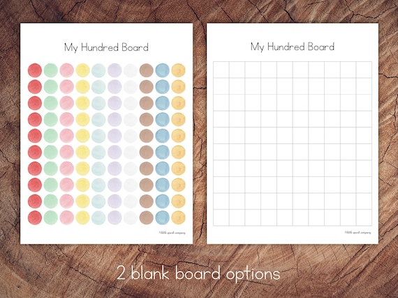 Montessori Hundred Board Blank Template