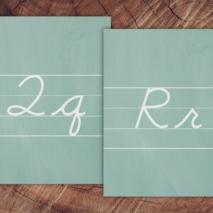 Chalkboard Inspired Alphabet Poster Set, Cursive Version With Guide ...