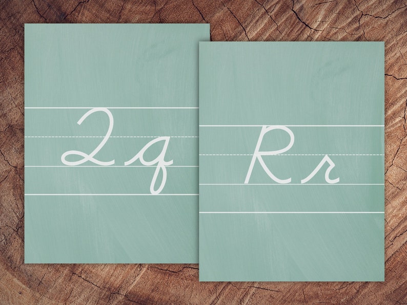 Chalkboard Inspired Alphabet Poster Set Cursive Version With | Etsy