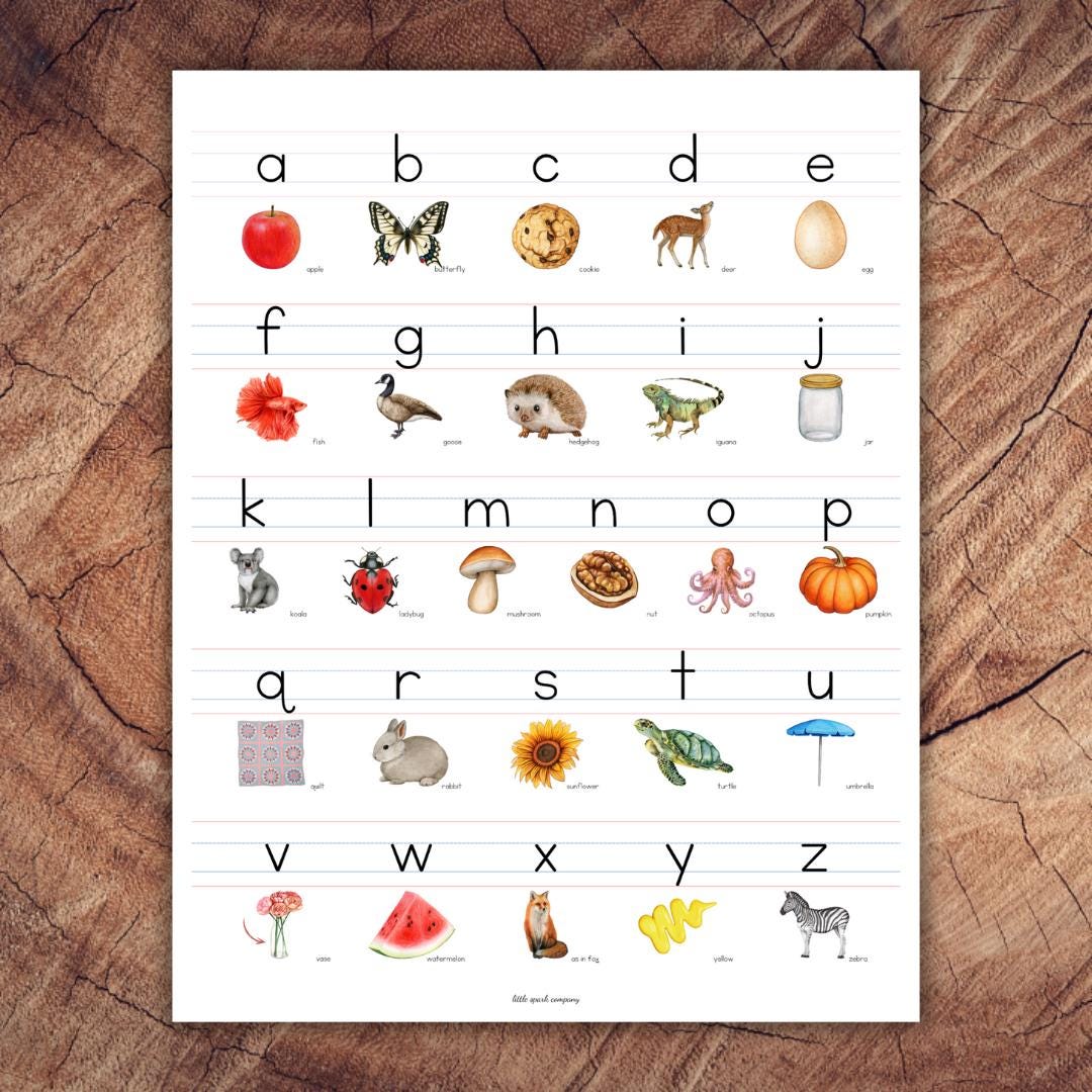 Lowercase Alphabet Poster, Lined, 3 Size Options - Etsy