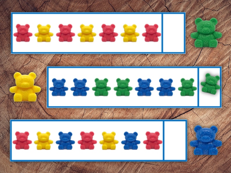 Teddy Bear Pattern Strips Preschool Math Activity - Etsy