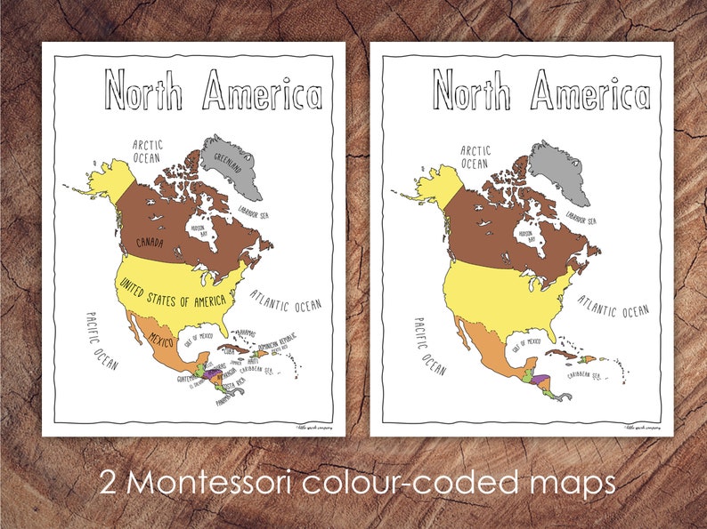 North America Montessori Puzzle Map Control Sheets DIGITAL | Etsy
