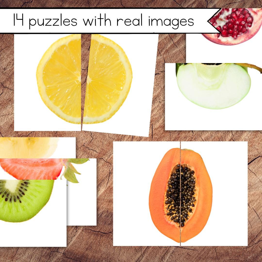 Fruit Slices Symmetry Puzzles, Matching Cards, Toddler Preschool ...