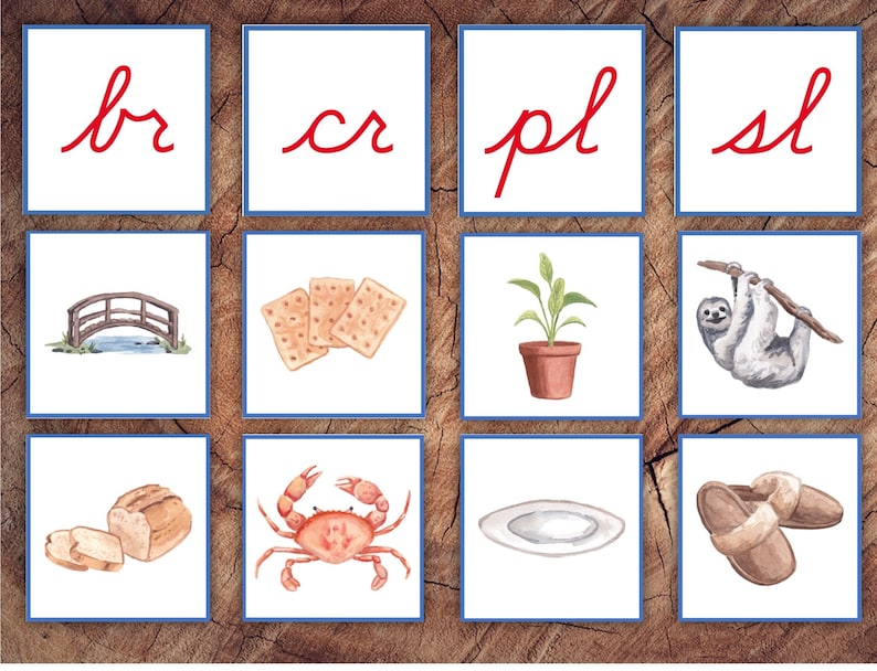 Preschool Consonant Blends Picture Matching Cards Cursive - Etsy