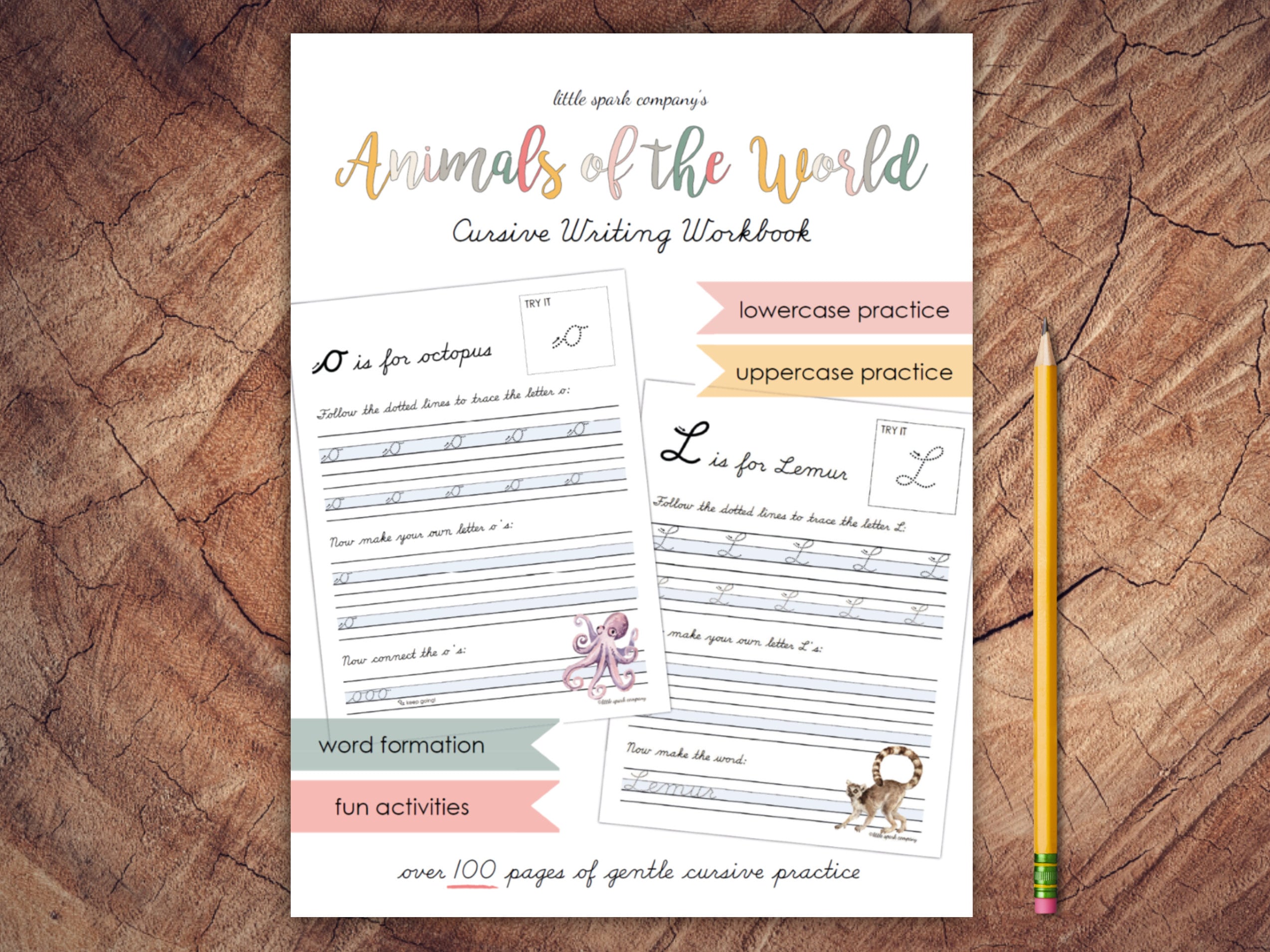 Animals of the World Cursive Workbook, Cursive Handwriting Practice - Etsy