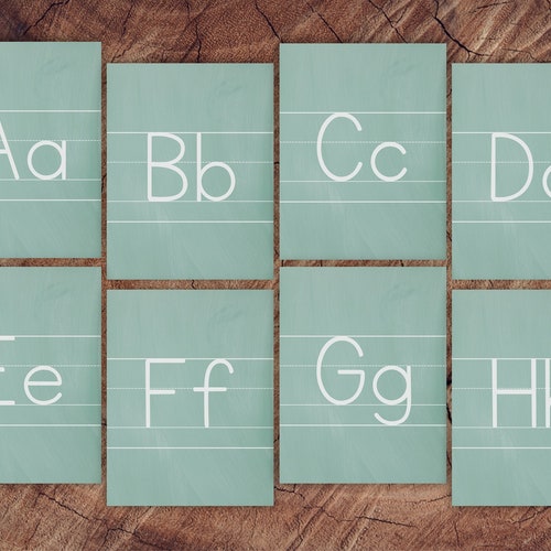 Chalkboard Alphabet Cards Cursive With Guide Lines - Etsy