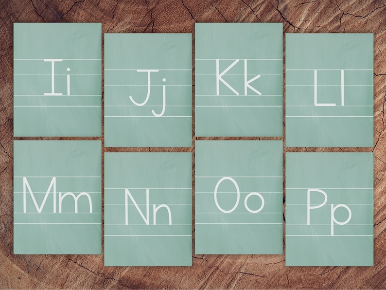 Chalkboard Alphabet Cards Manuscript Print With Guide Lines - Etsy