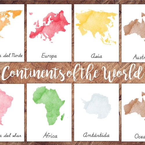 ENGLISH Continents of the World 3-part Card Set Montessori | Etsy