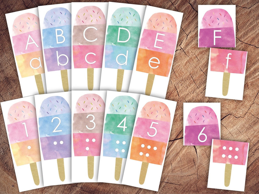 Summer Popsicles Numbers and Letters, Alphabet Matching, Number ...