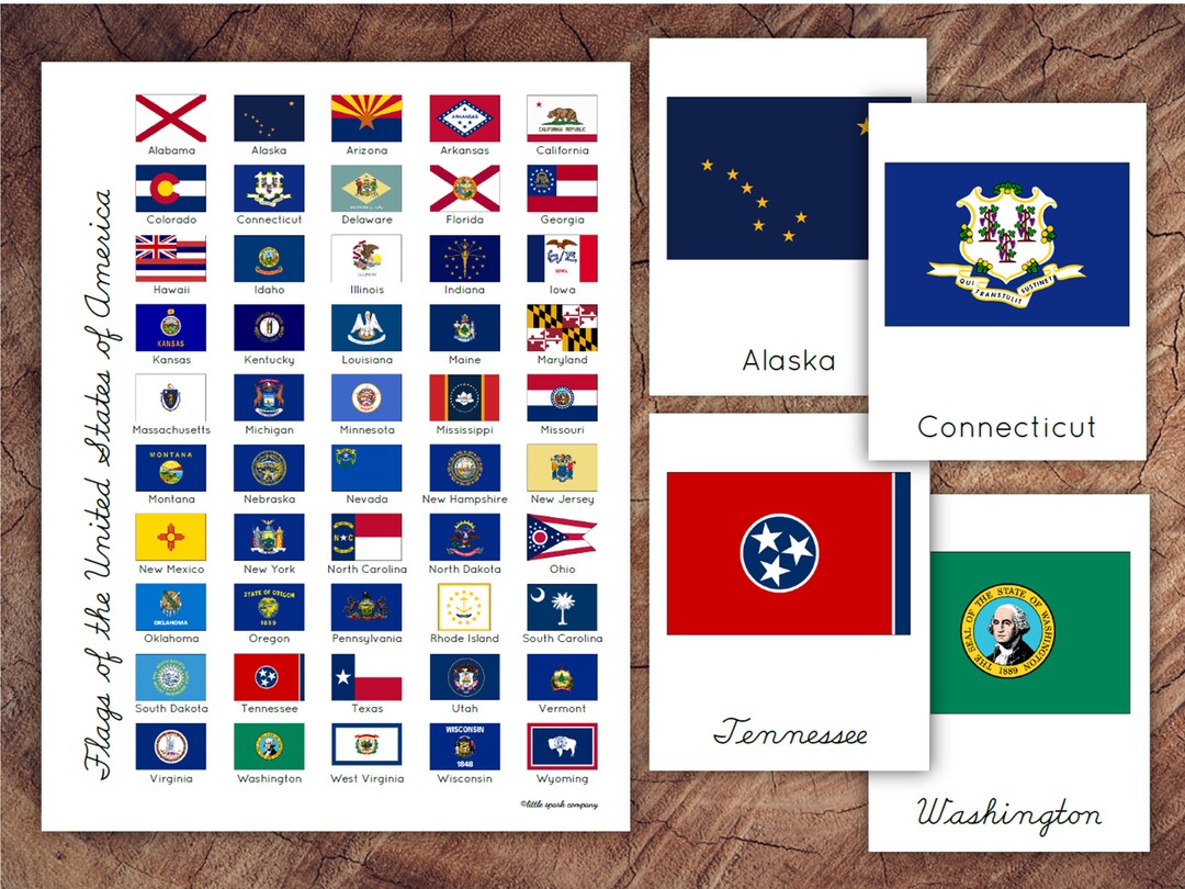 US State Flags 3-part Card Set With Bonus Poster DIGITAL DOWNLOAD - Etsy