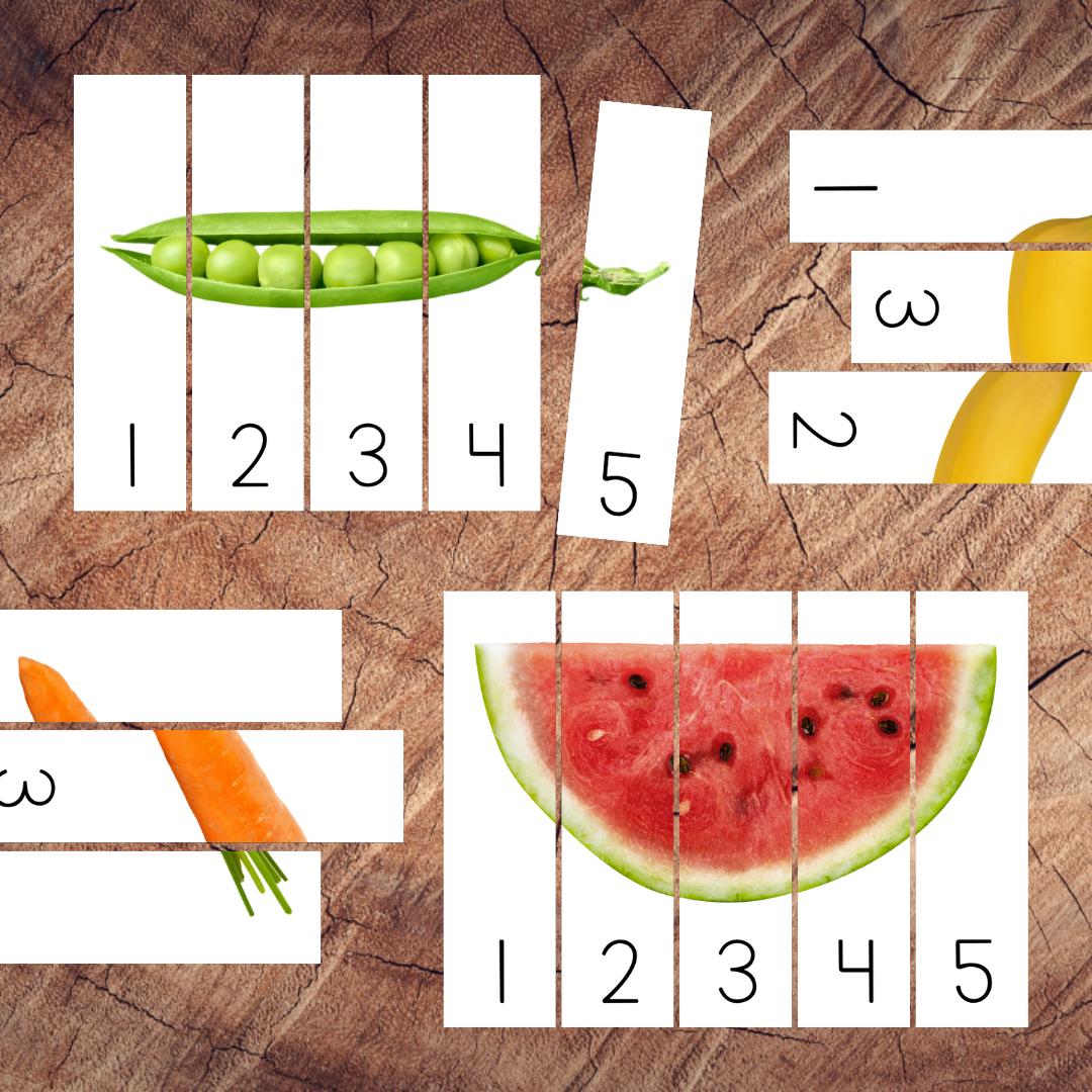 Fruits and Vegetables Number Puzzles 1-5, Number Recognition, Order - Etsy