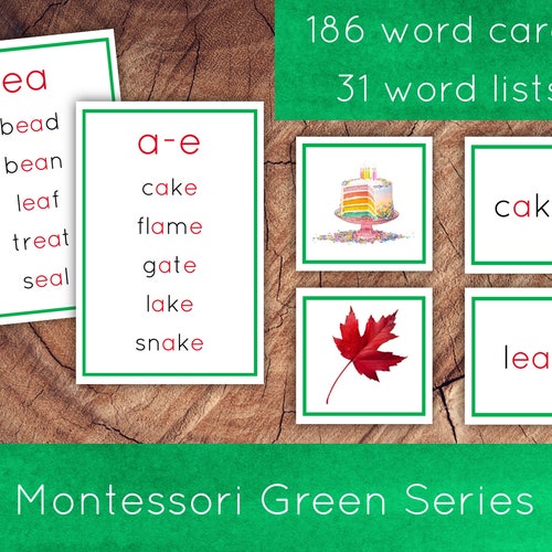 Montessori Green Series Language Cards Learn to Read - Etsy