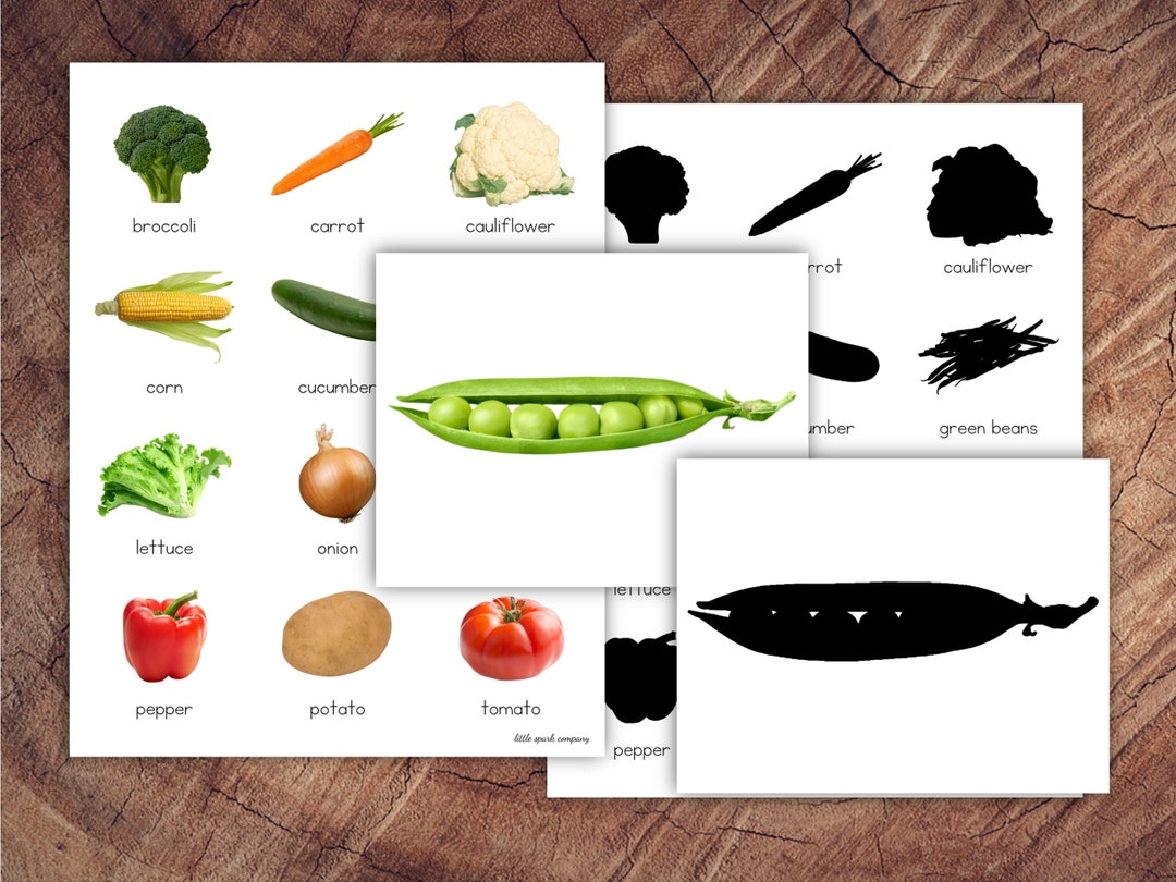 Vegetables Picture Matching Cards, Silhouette Matching, Toddler ...