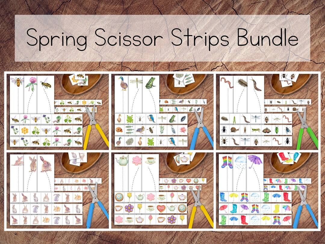 Spring Scissor Strips Bundle, Cutting Strips, Preschool Scissor ...