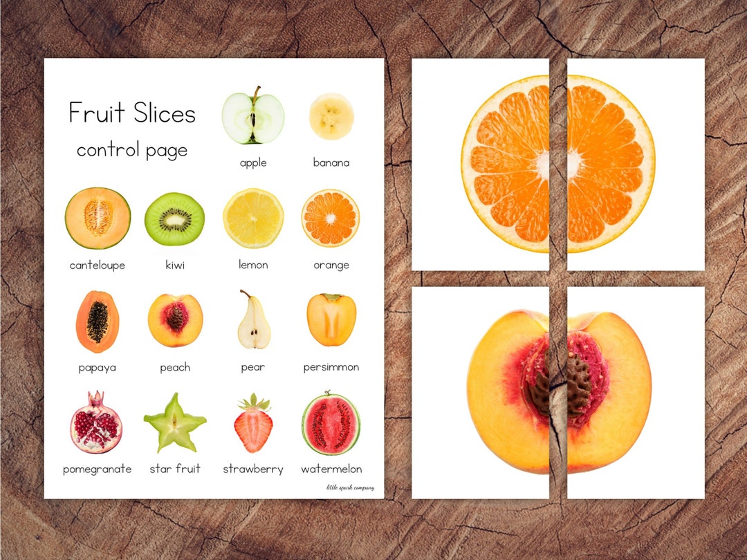 Fruit Slices Symmetry Puzzles, Matching Cards, Toddler Preschool ...
