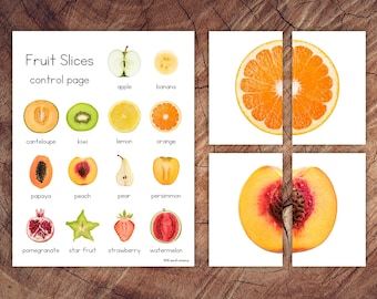 Fruit Slices Symmetry Cards Matching Preschool Activity Montessori Busy ...
