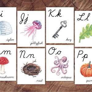 Alphabet Cards, Cursive - Etsy