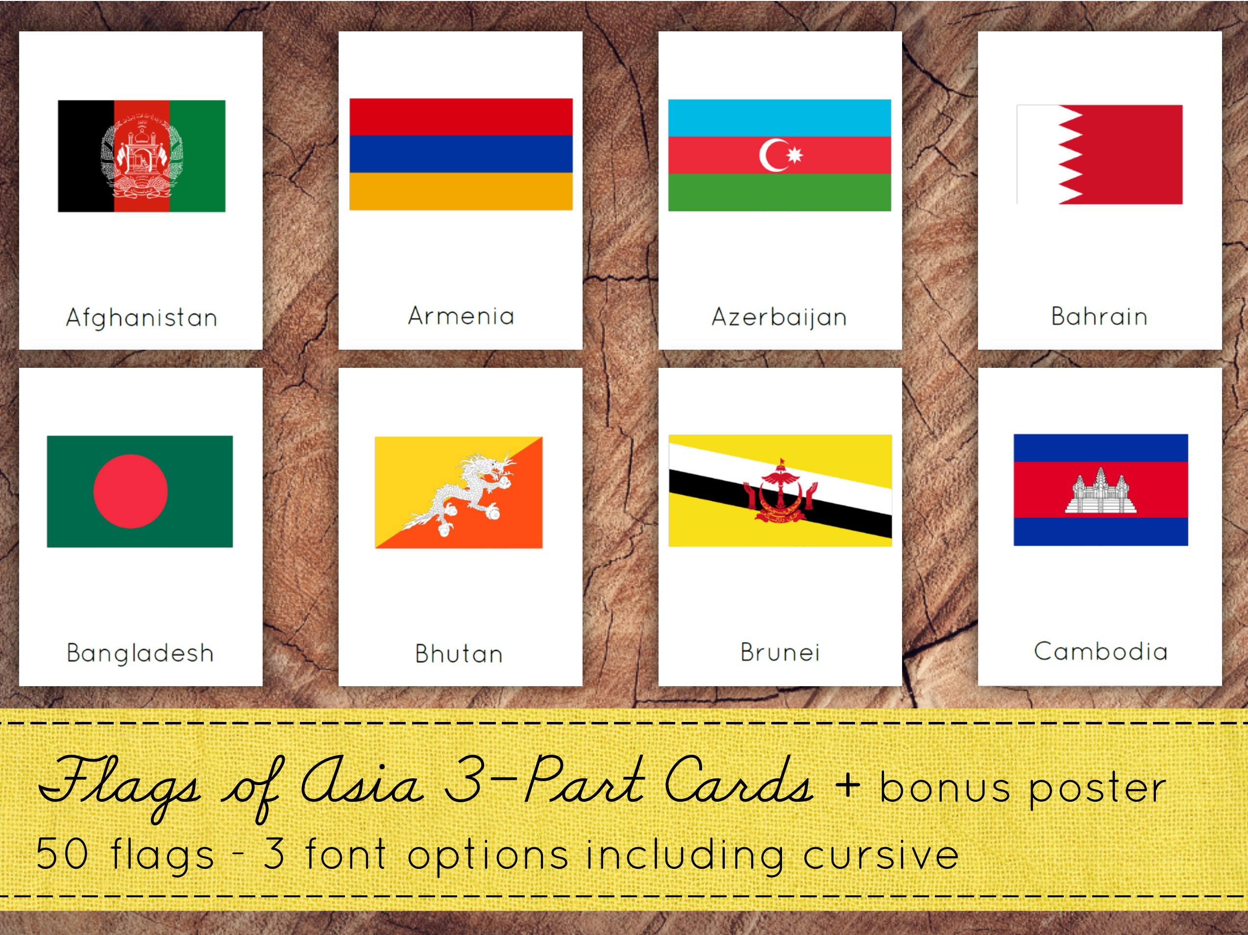 World Flags 3-Part Card BUNDLE Montessori Nomenclature Cards | Etsy